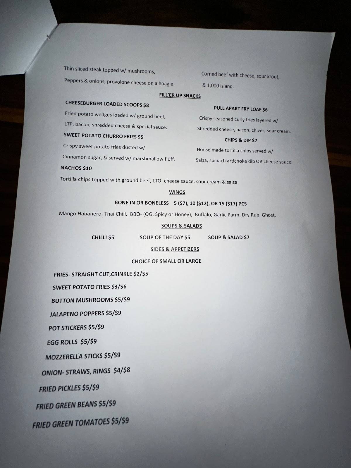 Menu at KC’s Sports Bistro pub & bar, West Plains