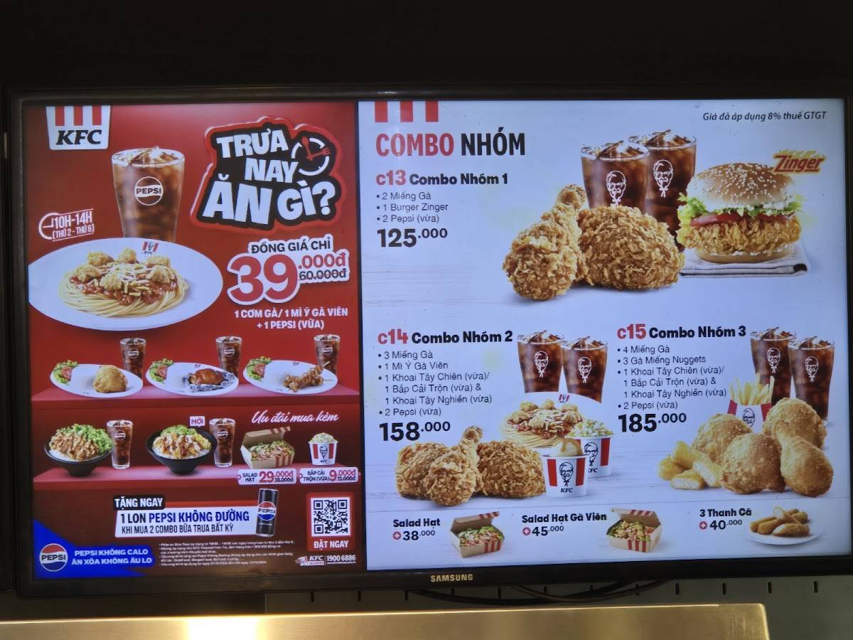 Menu at KFC Big C Hải Phòng restaurant, Hai Phong, Sân Bay