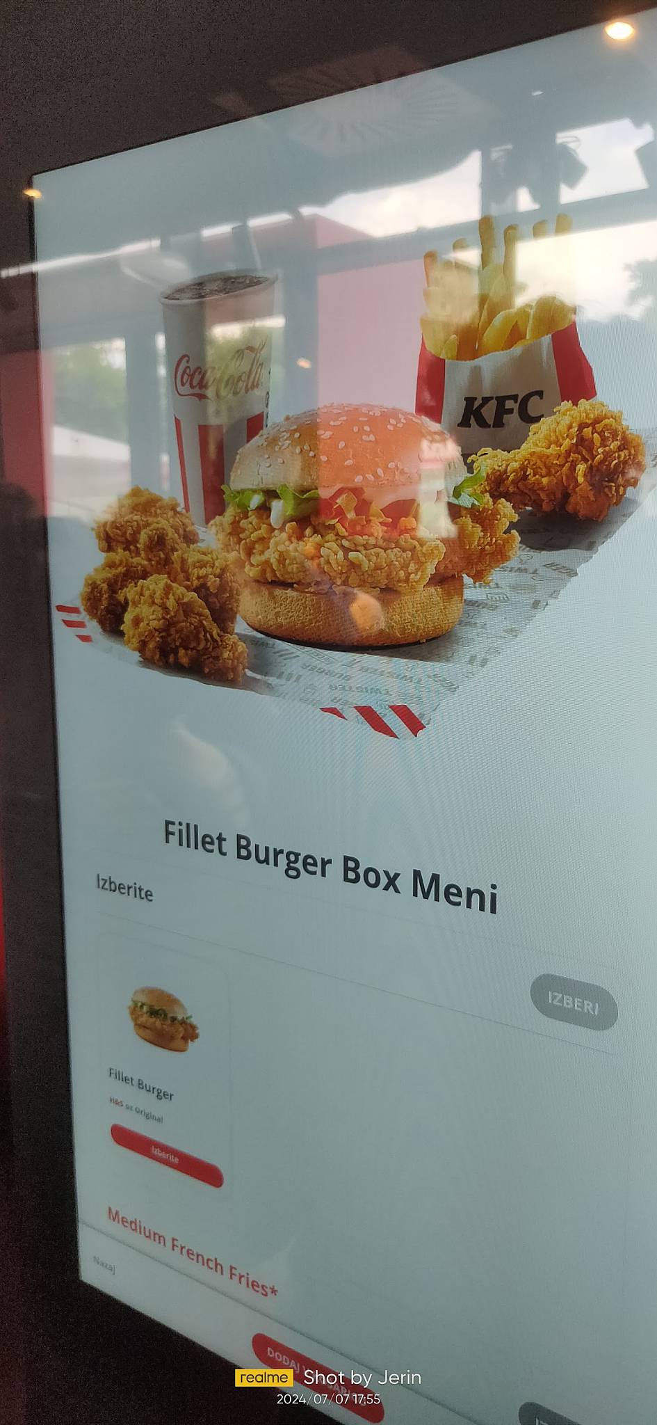 Menu at KFC Vič restaurant, Ljubljana