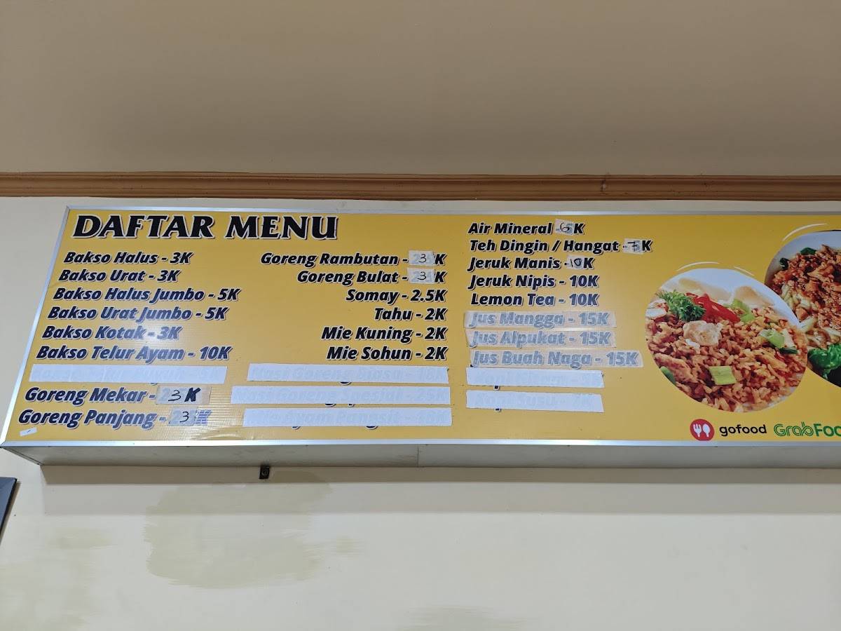 Menu at KING BAKSO Khas Malang restaurant, Teluk Ambon
