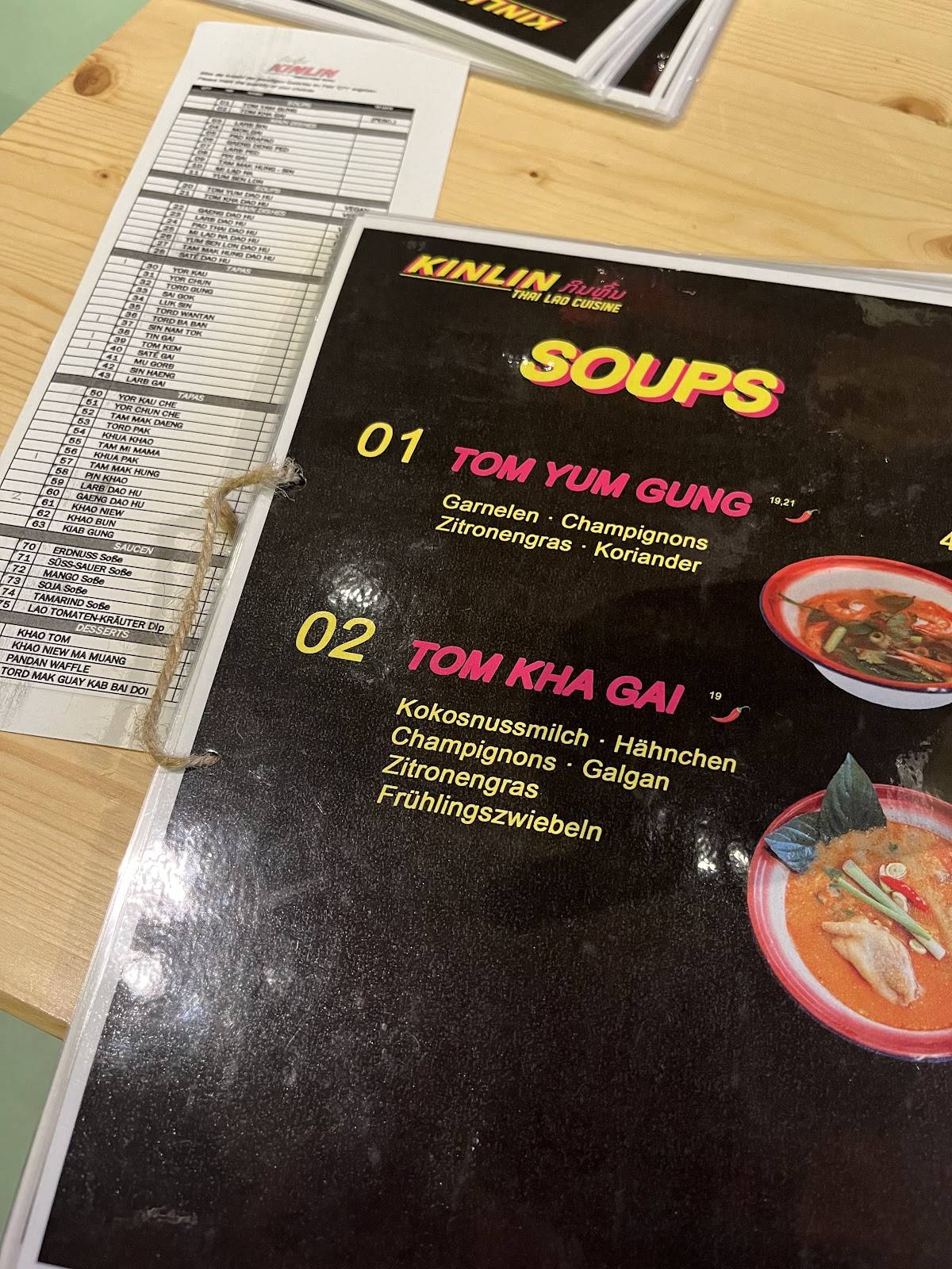 Menu at KINLIN - INDOCHINE THAI LAO STREET FOOD restaurant, Mannheim