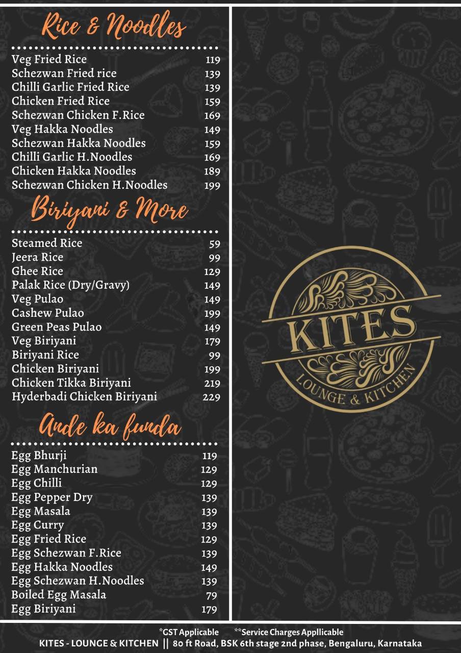 Menu at KITES Lounge & Kitchen, Bengaluru