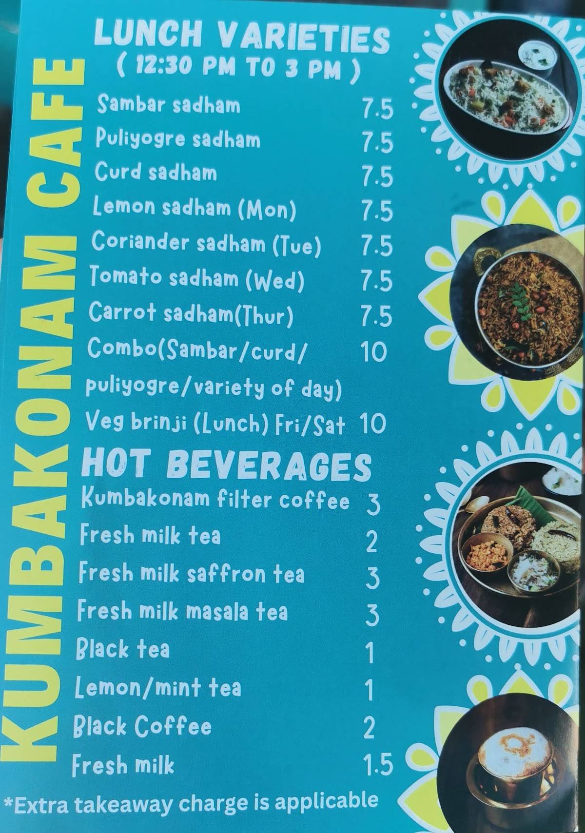 Menu at KUMBAKONAM CAFE - Hamdan Branch, UAE
