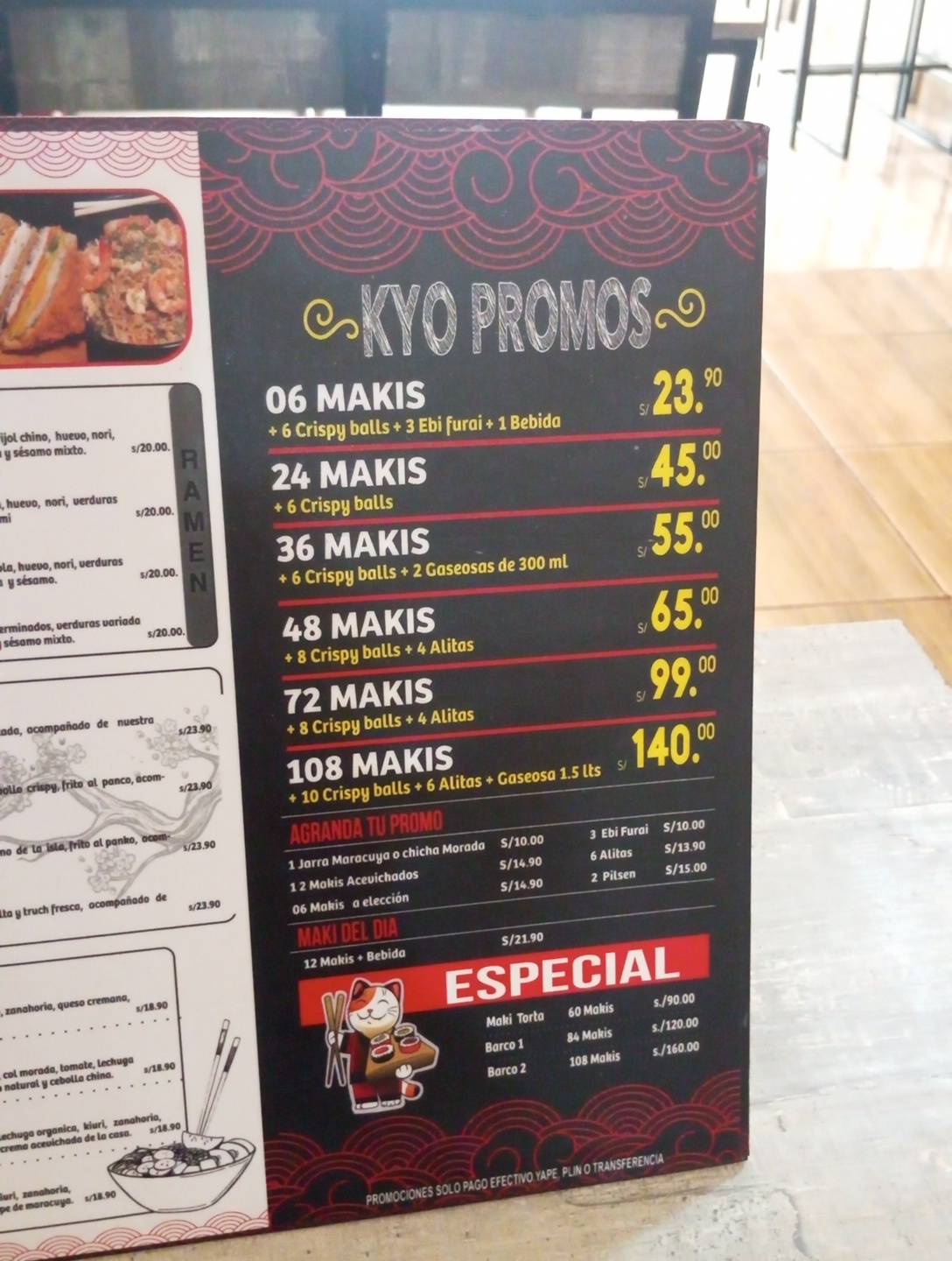 Carta del restaurante KYO Sushi y Poke, San Borja