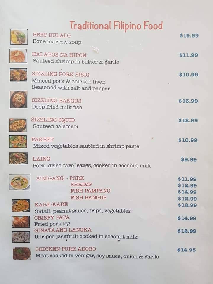 Menu at Kabayan Grill Filipino Restaurant, Kissimmee