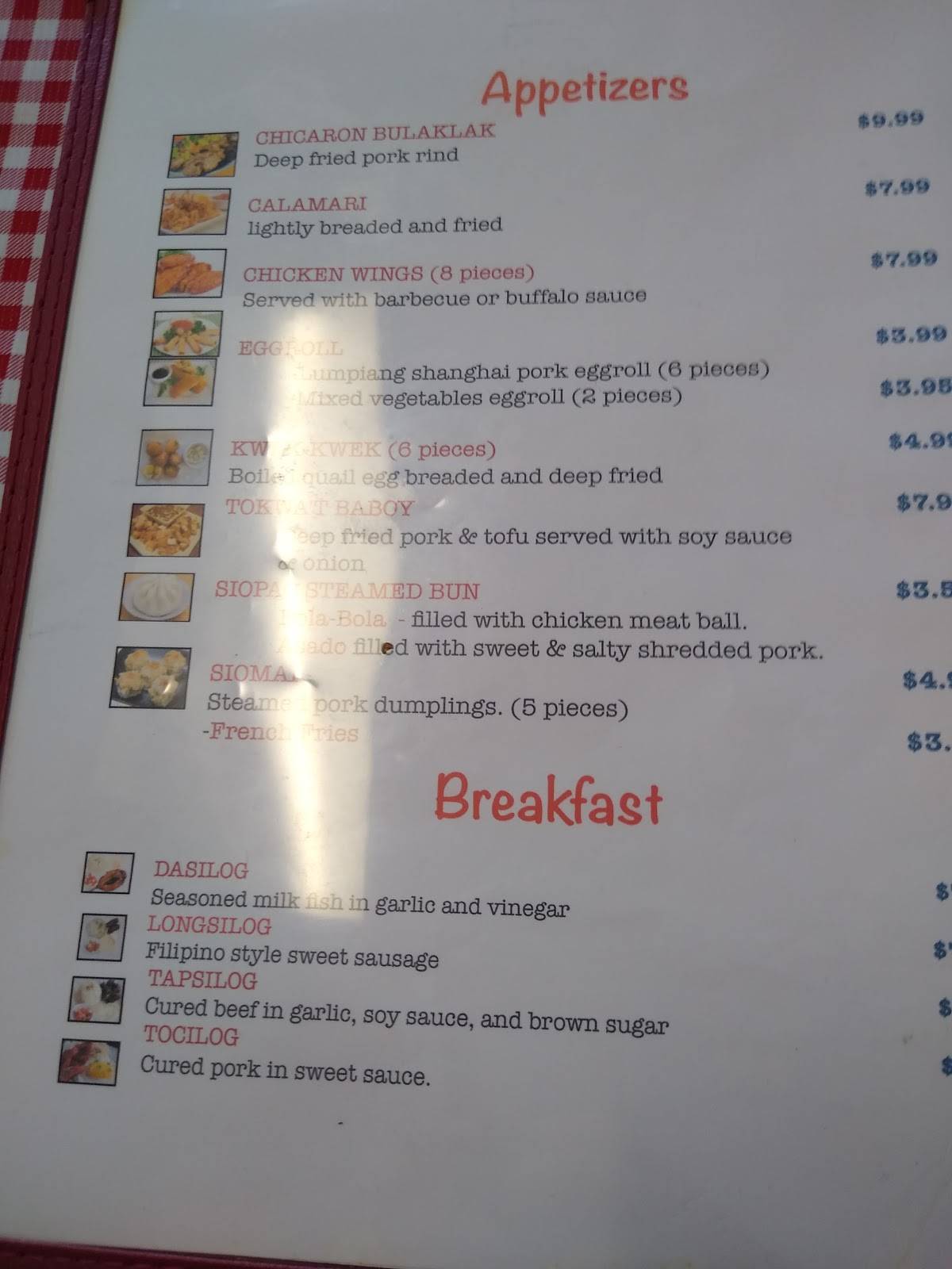 Menu at Kabayan Grill Filipino Restaurant, Kissimmee