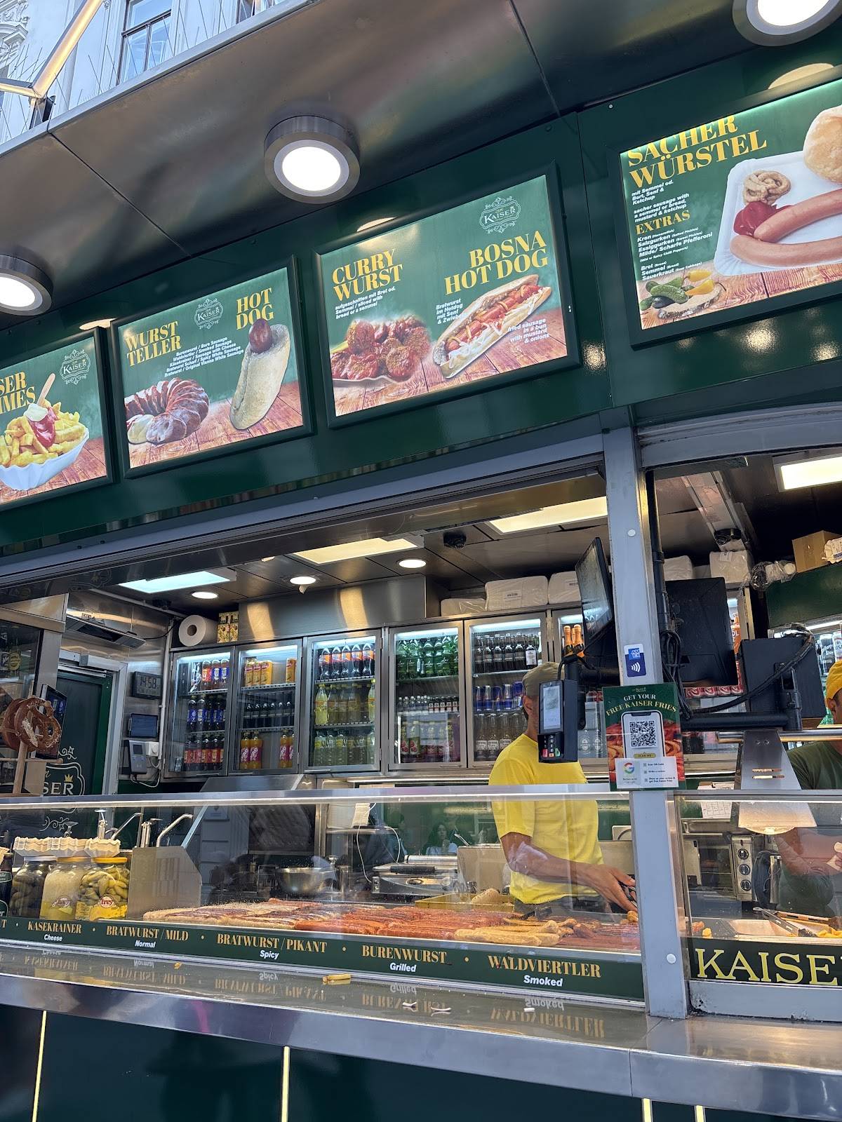 Speisekarte von Zum Kaiser Würstelstand restaurant, Wien, Krugerstraße 1