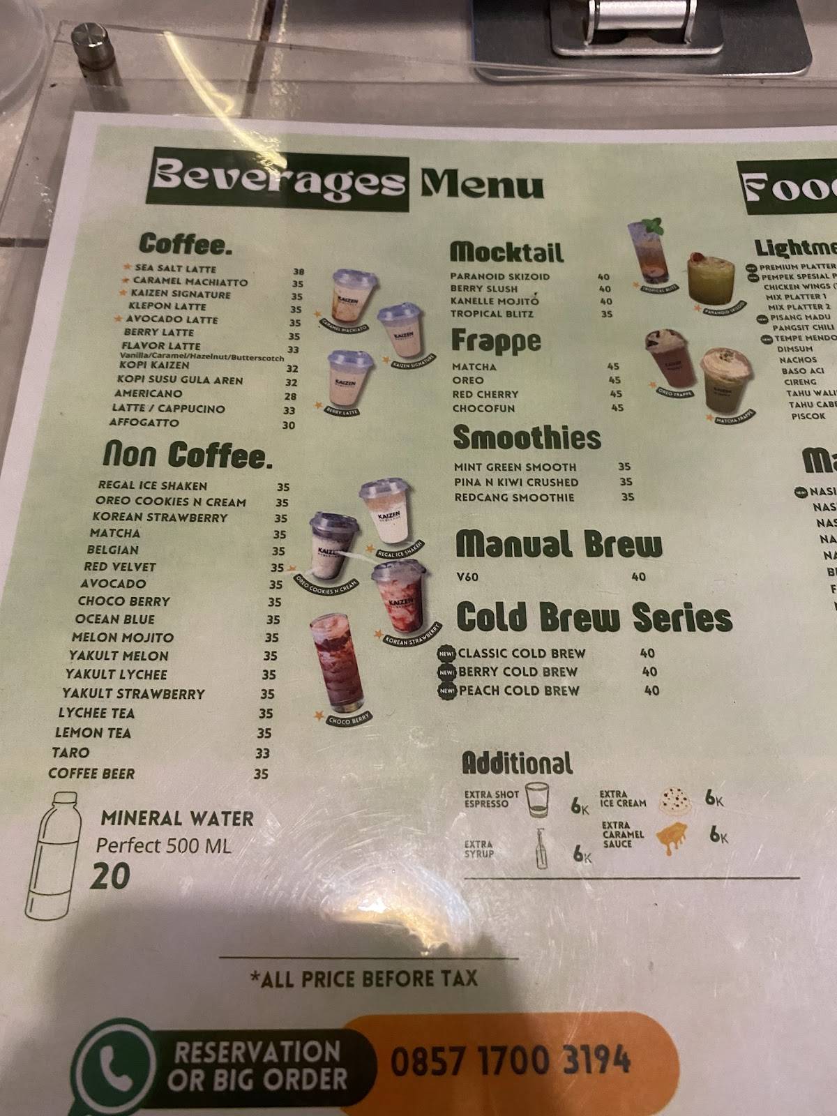 Carta del café Kaizen Heritage 4.0 / Kaizen Heritage Cempaka Putih ...