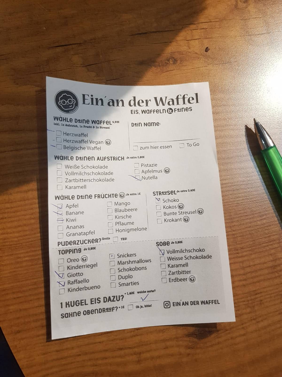 Menu au Kalender-Kebap restaurant, Tubingue