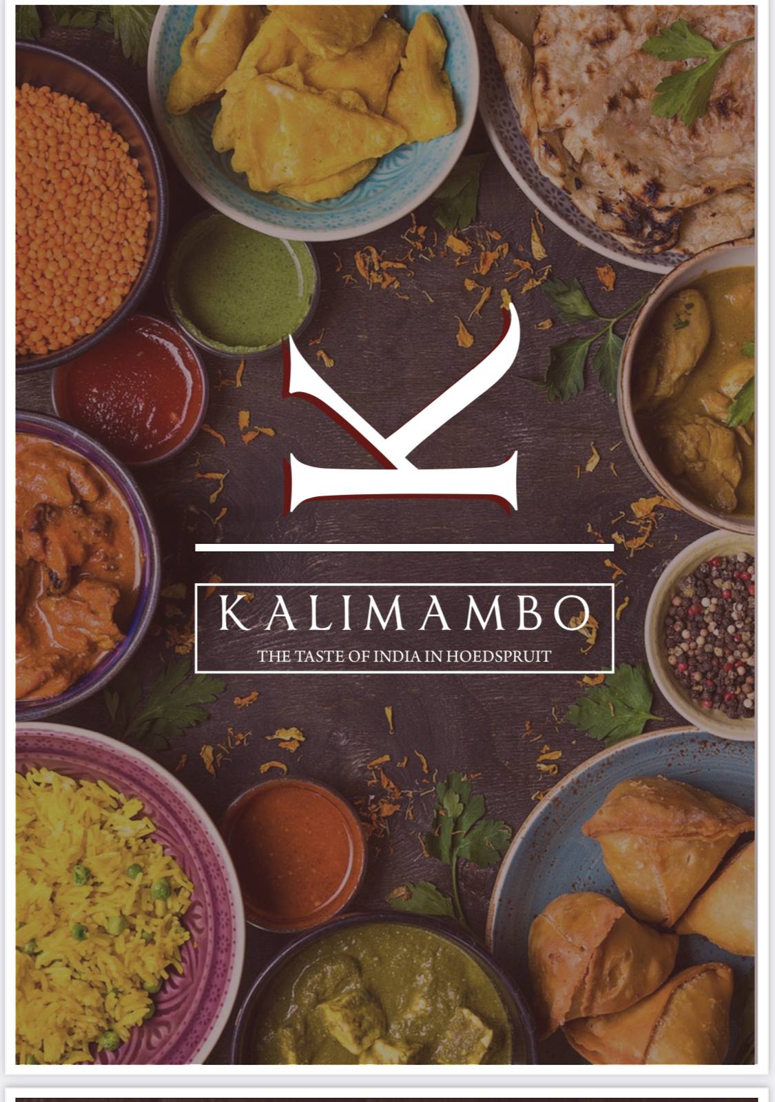 Menu at Kalimambo Pub, Indian Restaurant, and Grill, Hoedspruit