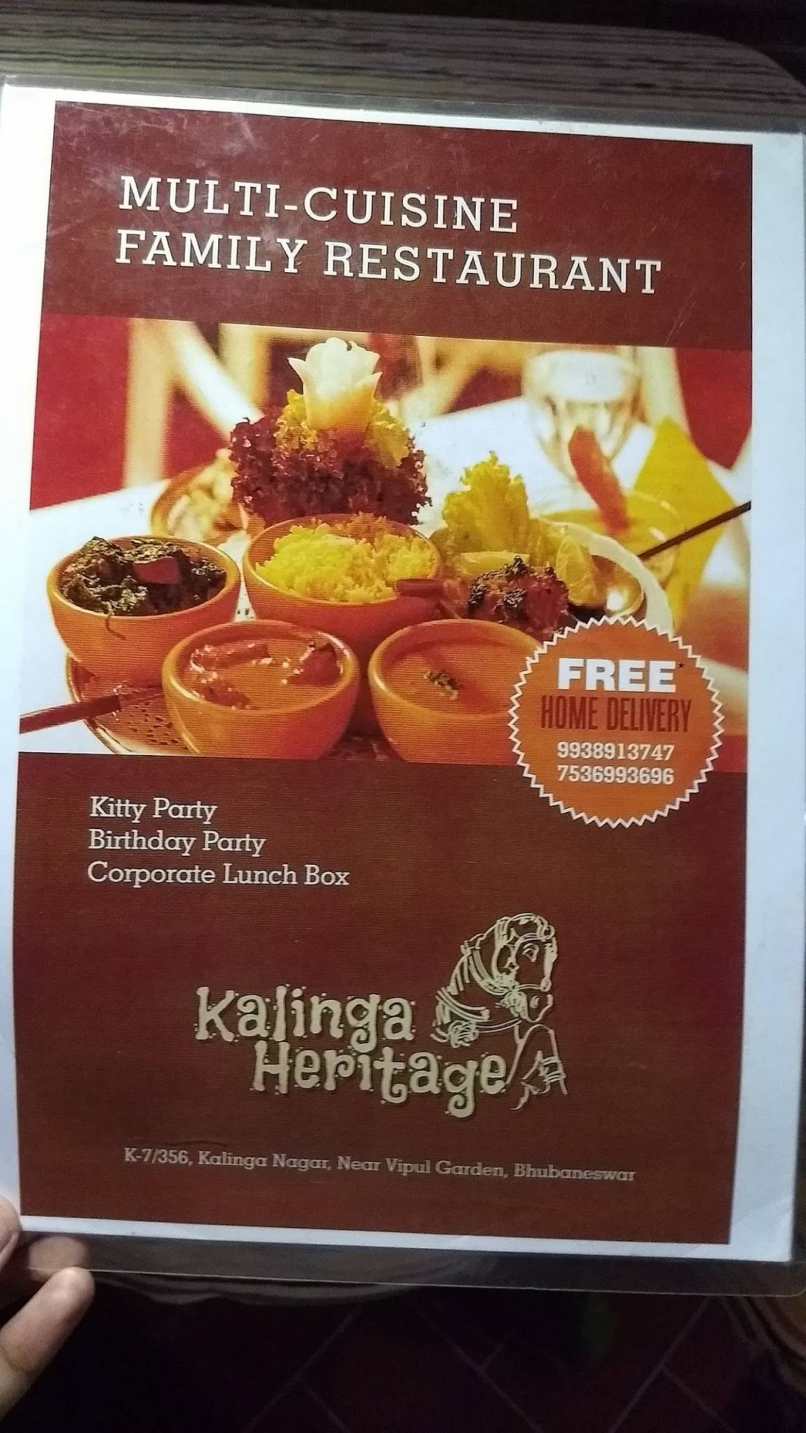 Menu at Kalinga Heritage, Bhubaneswar