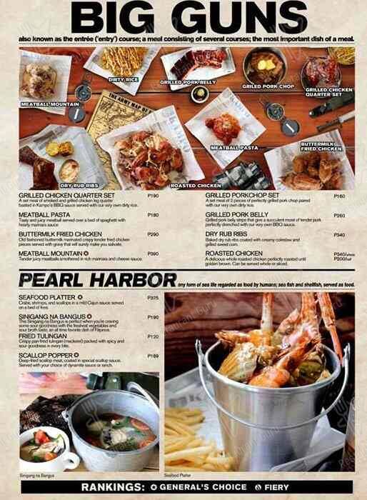 Carta de KAMPO Grill and Bar, Mandaue, 8W8H+78C