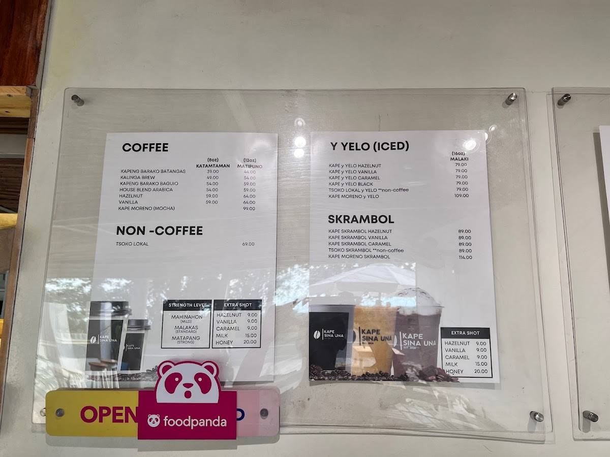 Menu at Kape Sina Una Tagaytay - Twin Lakes, Laurel