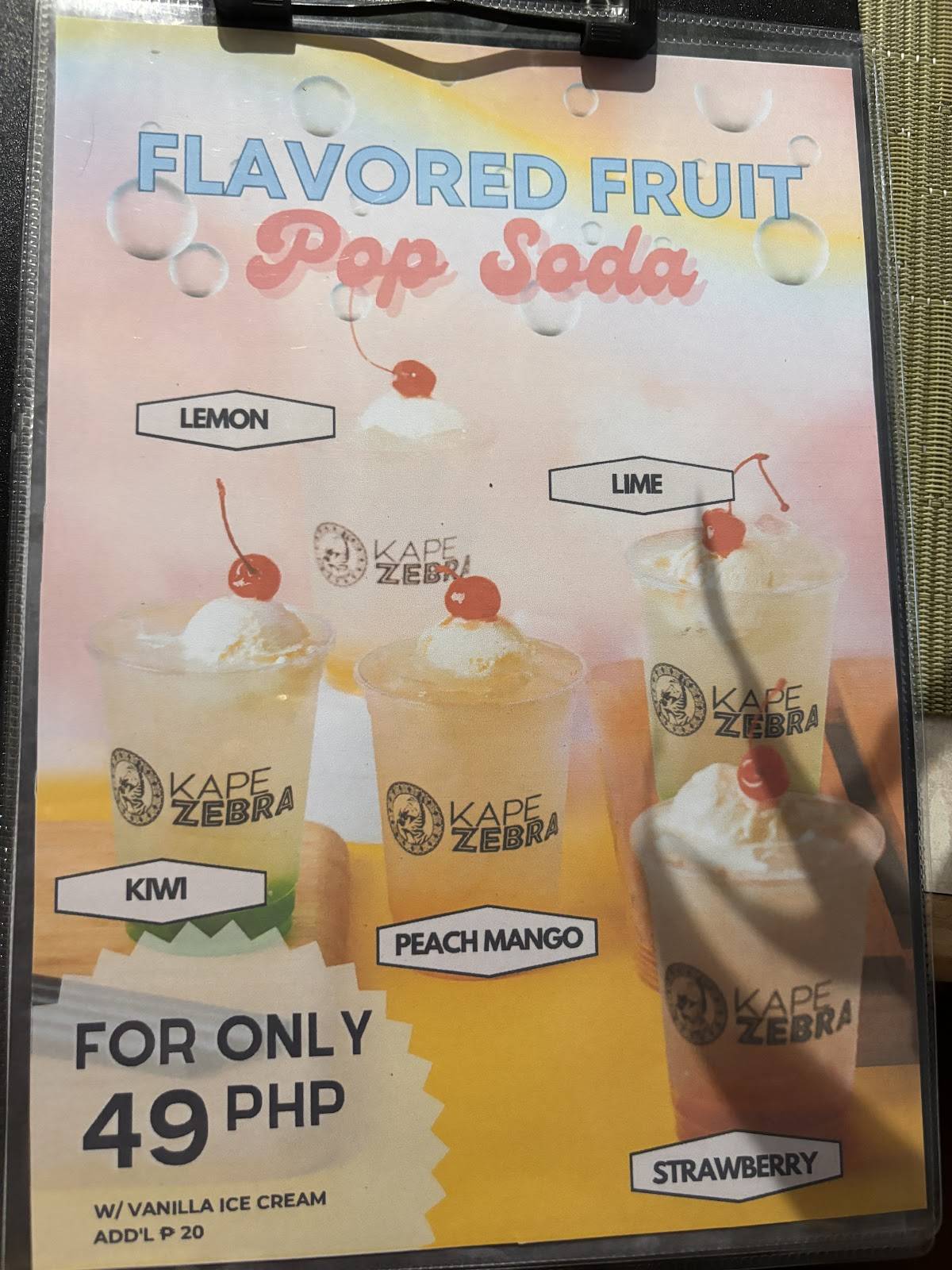 Menu at Kape Zebra Albay, Legazpi City