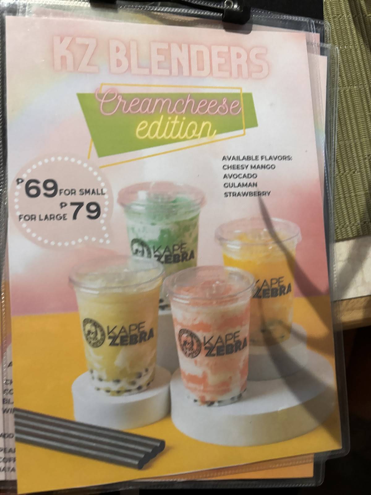 Menu at Kape Zebra Albay, Legazpi City