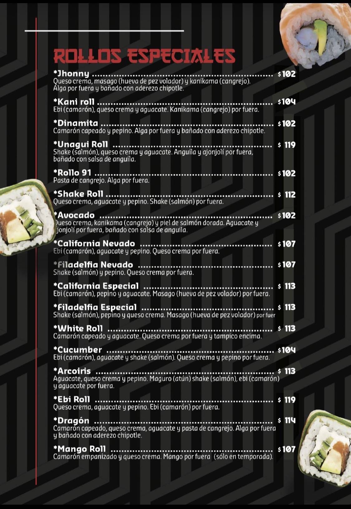 Carta del restaurante Kapital Sushi Zacatecas, Guadalupe