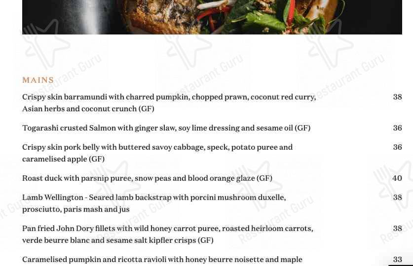 Menu at Jensens Restaurant, Kareela