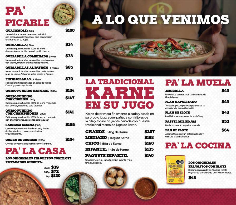 Menu at Karne Garibaldi restaurant, Guadalajara, Blvd. Gral. Marcelino ...