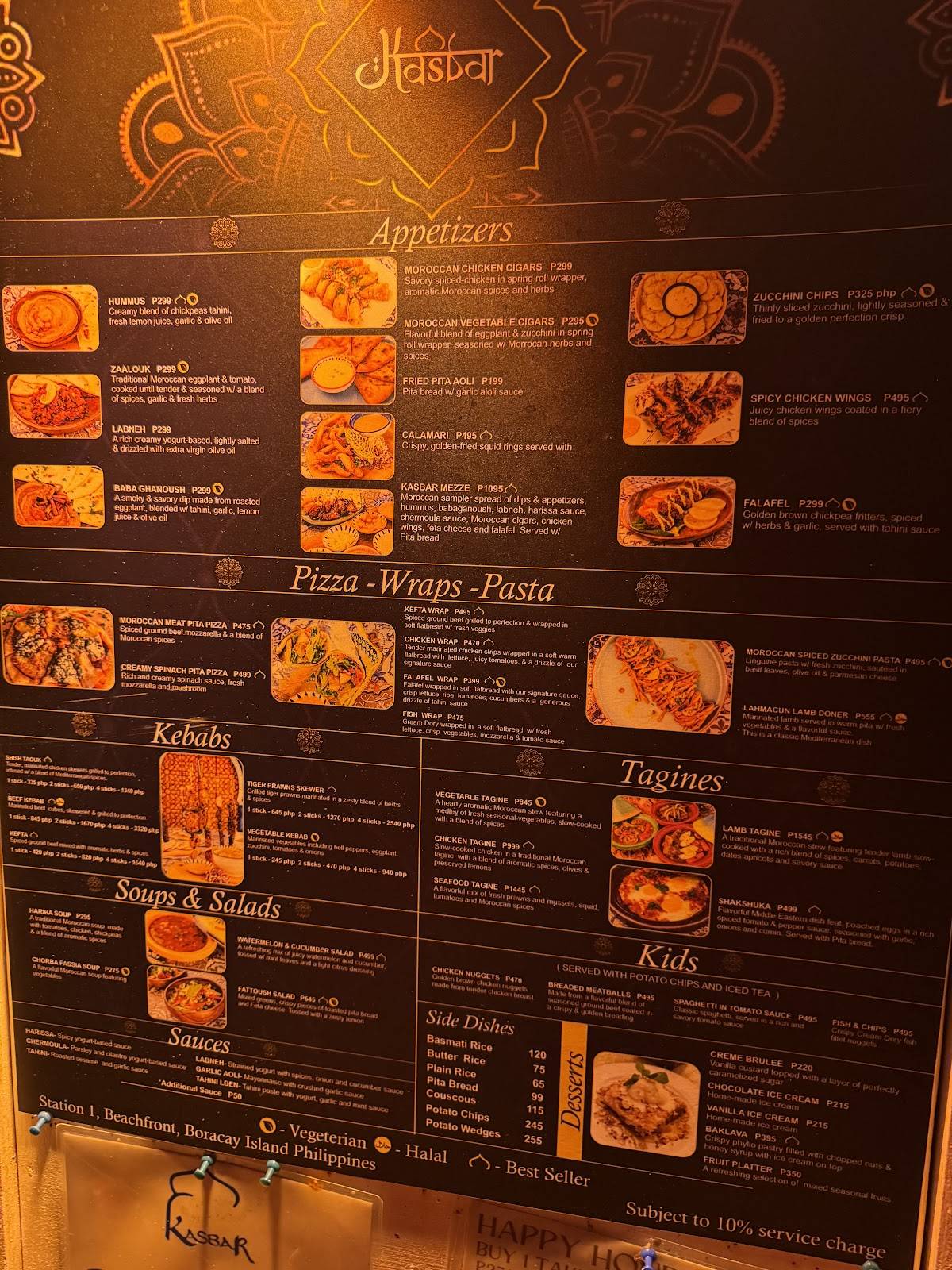 Menu at Kasbar Boracay, Malay, Station 1