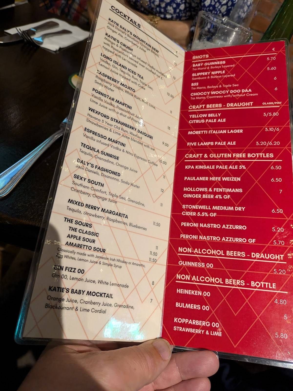 Menu at Katie Daly's Bar & Restaurant, Gorey