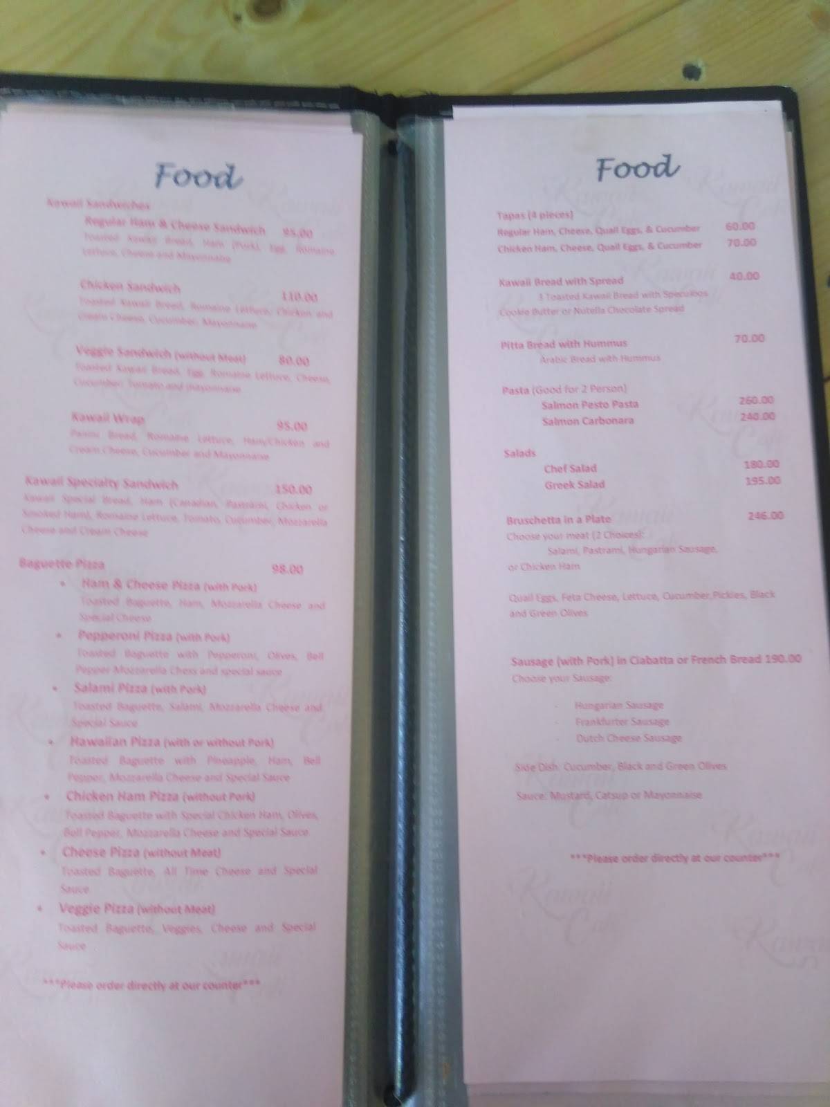 Carta de Kawaii Café Davao, Dávao