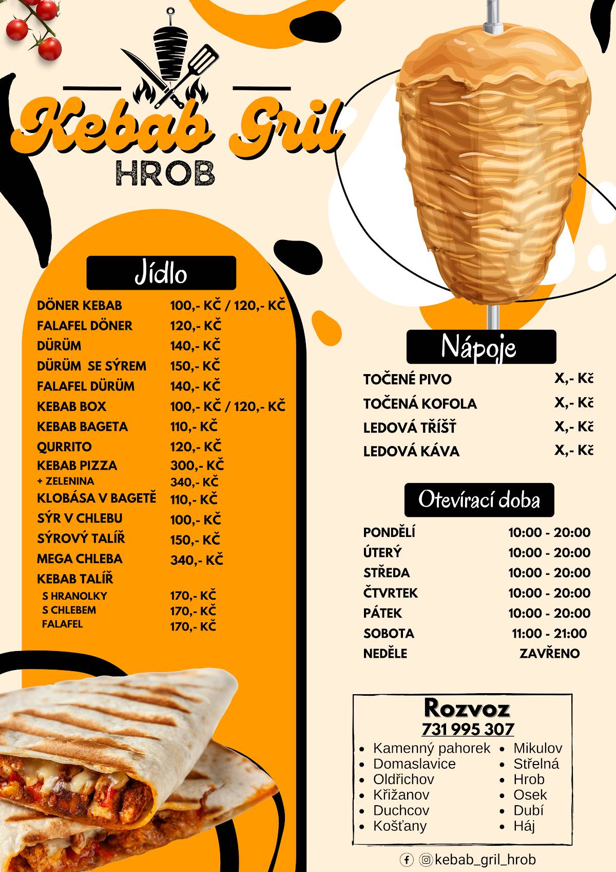 Menu at Kebab Grill Hrob restaurant, Hrob