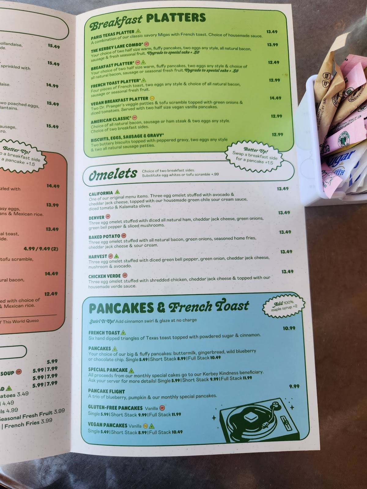 Menu at Kerbey Lane Cafe, Austin, W William Cannon Dr