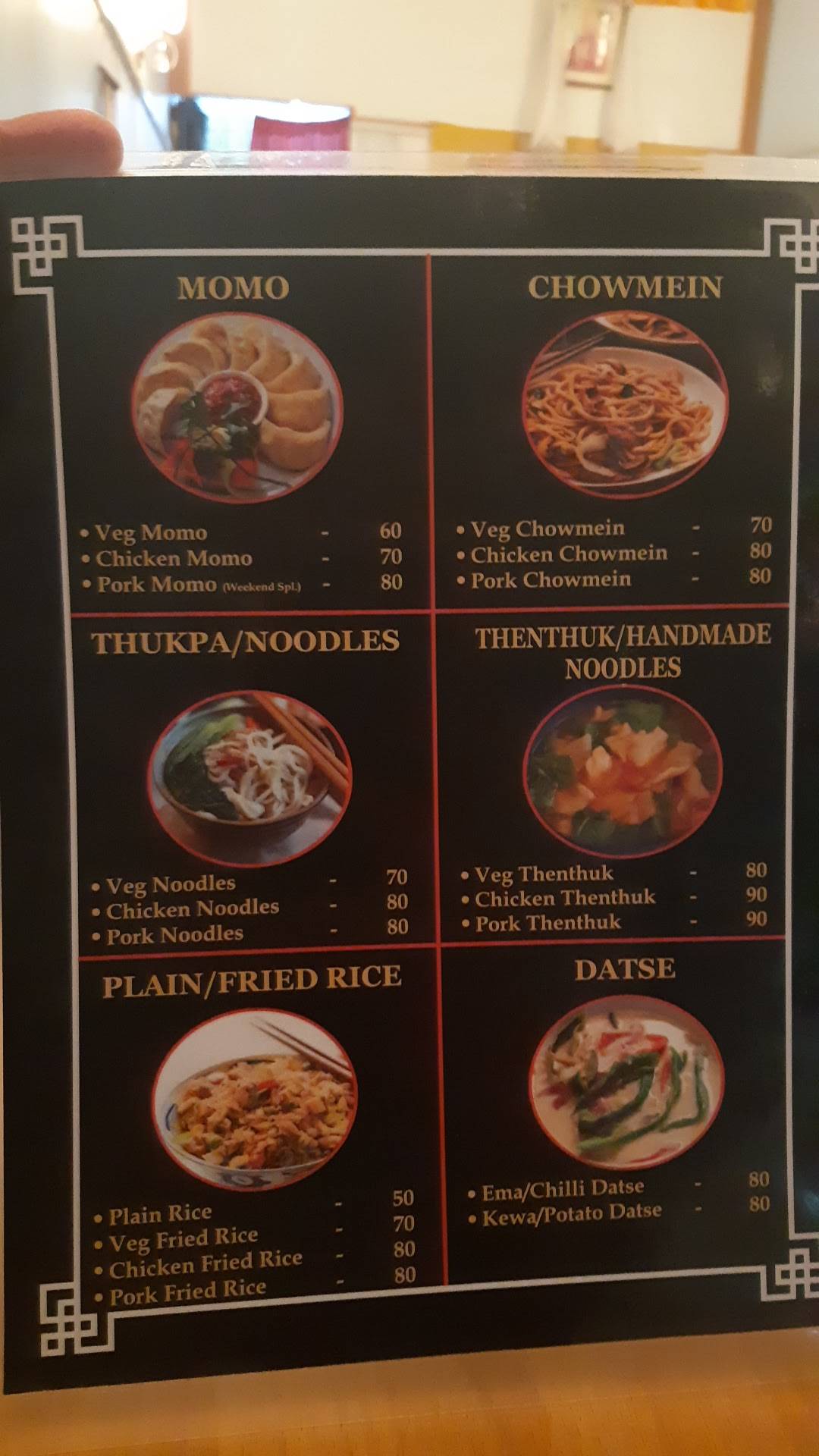 Menu at Tibet Kitchen, Khajurla, 7M4W+3XJ