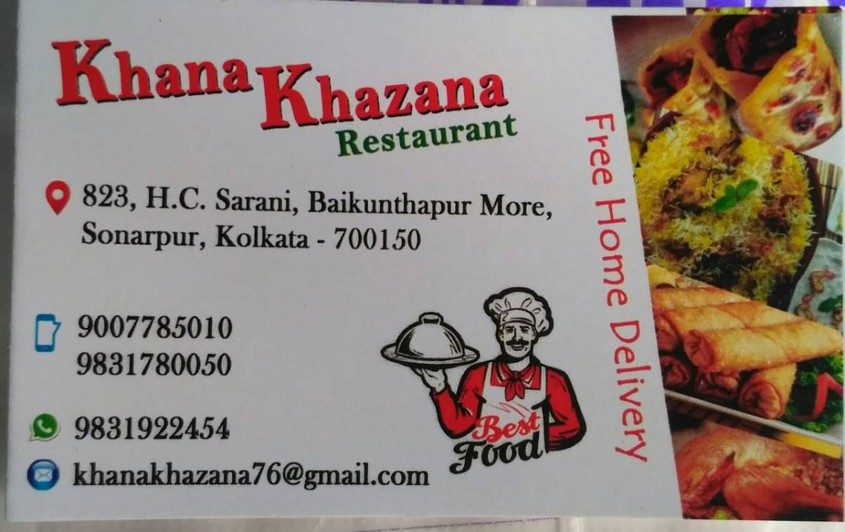 Menu at Khana khazana Restaurant, Kolkata, 823,H.C.Sarani,khristala