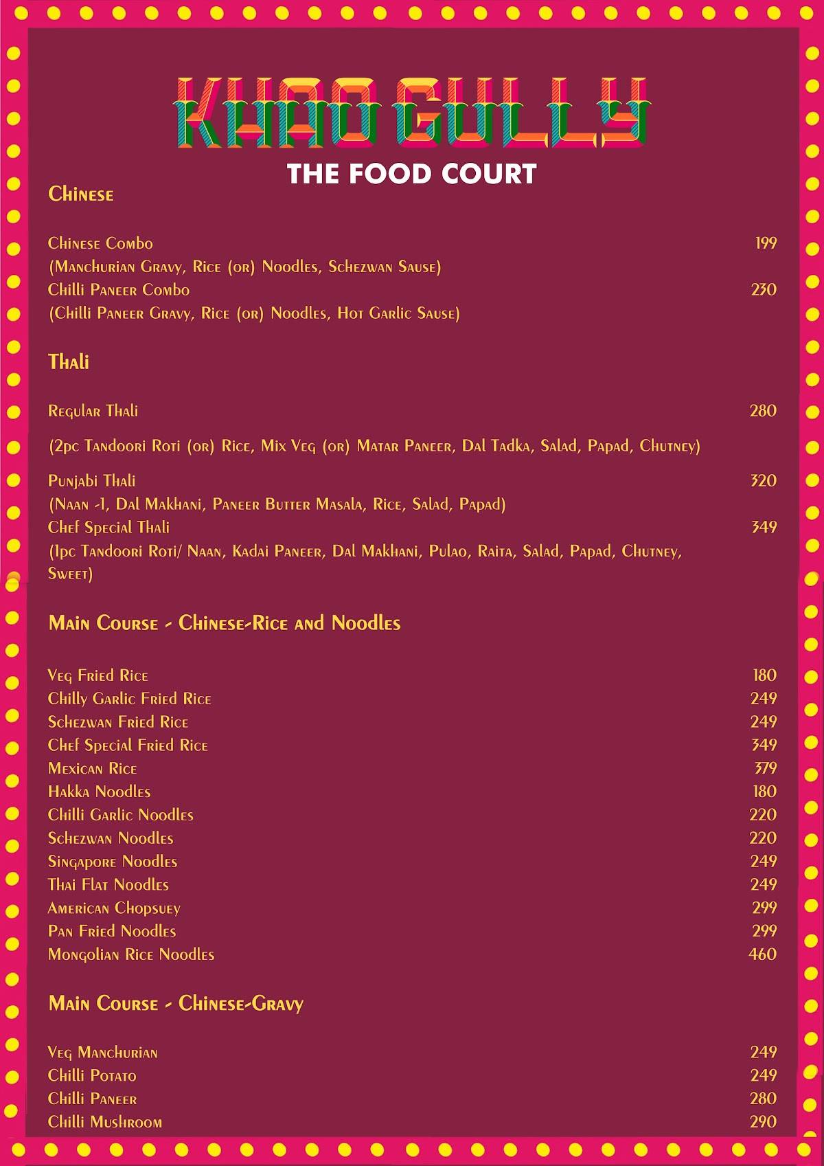 Menu at Khao Gully - The Food Court, Guwahati