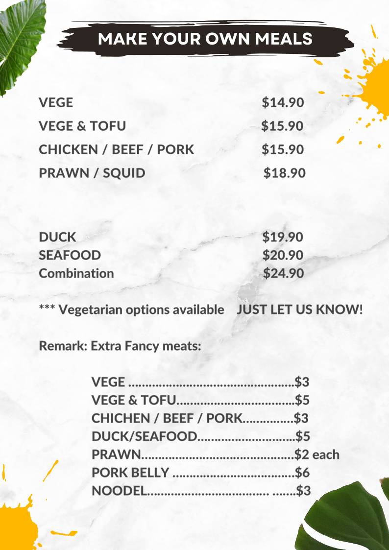 Menu at Khao Hom Thai Restaurant, Glebe