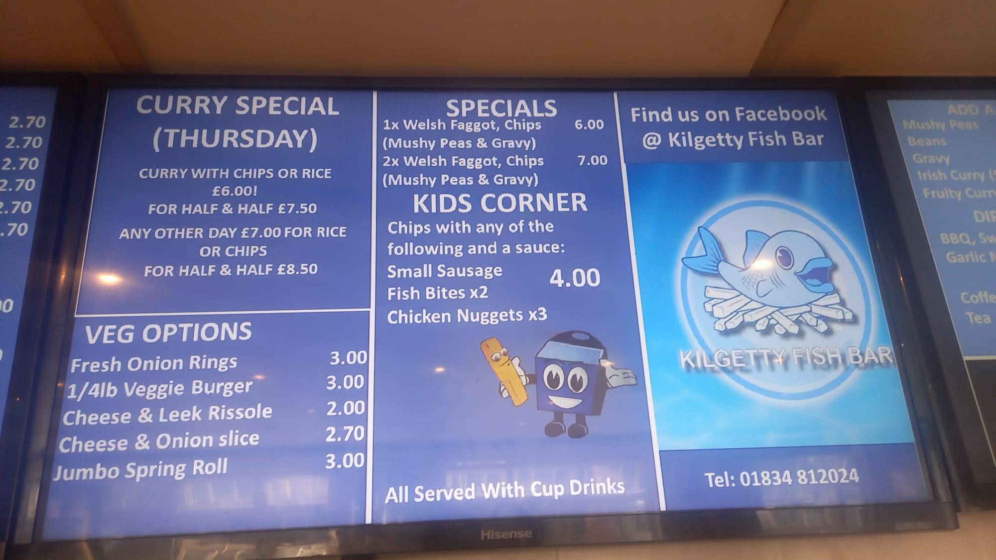 Menu at Kilgetty Fish Bar, Kilgetty