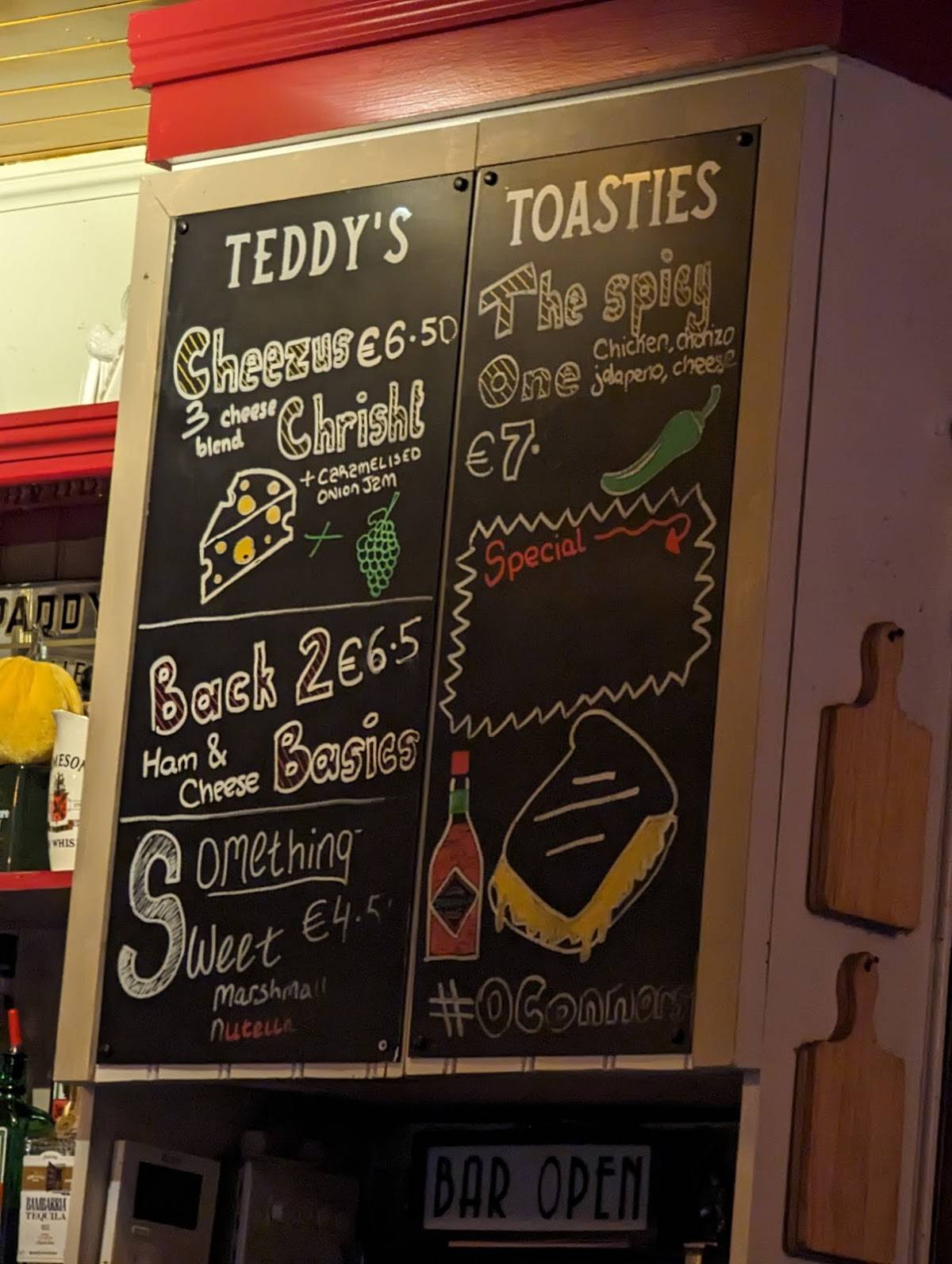 Menu at O'Connors Traditional Pub, Killarney