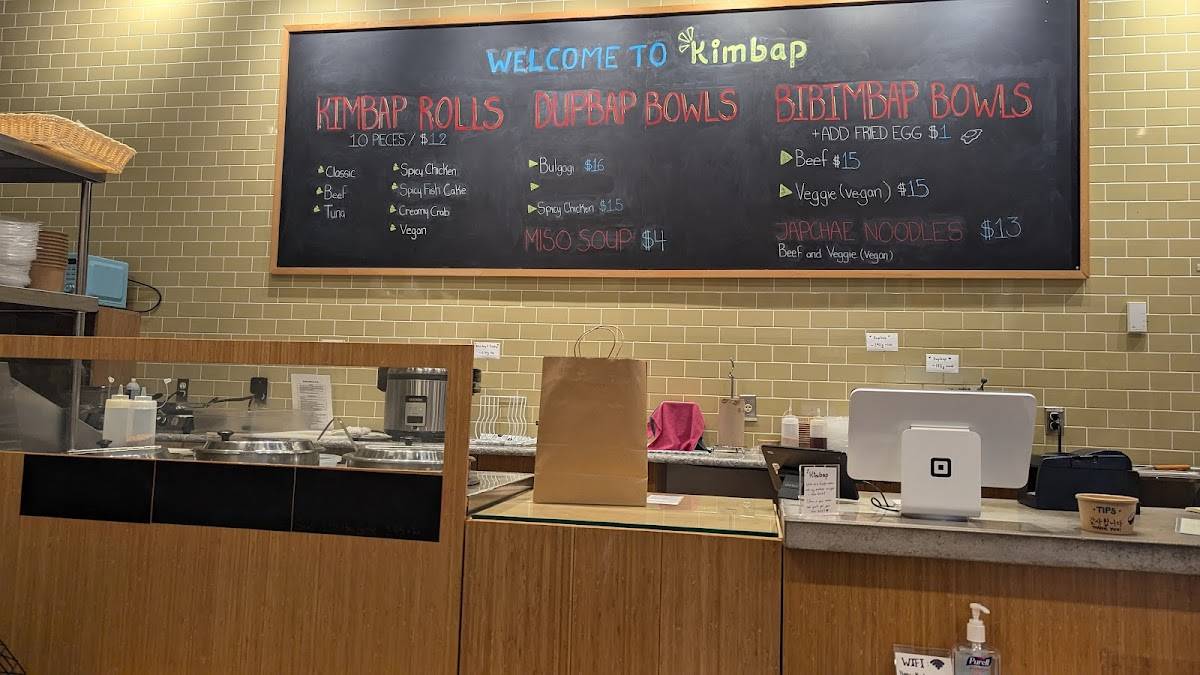 Menu at Kimbap restaurant, Ottawa