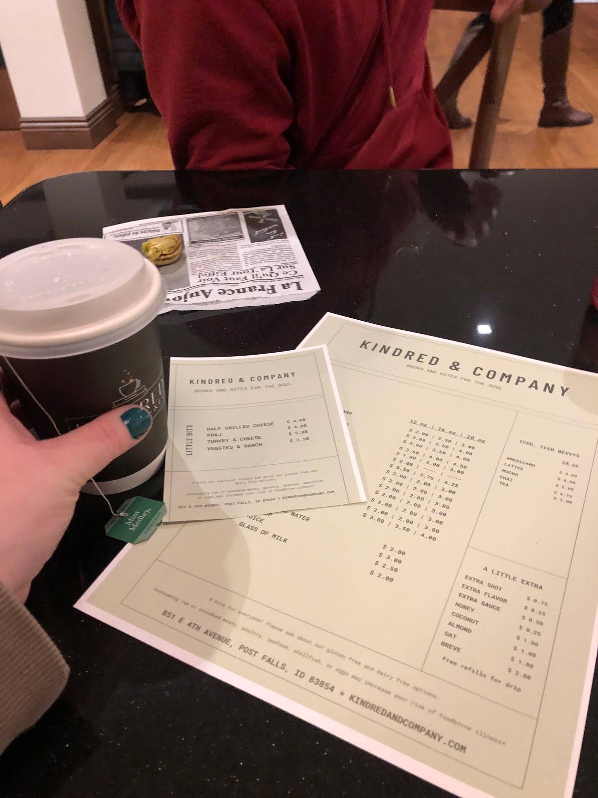 Menu at Kindred & Co restaurant, Post Falls