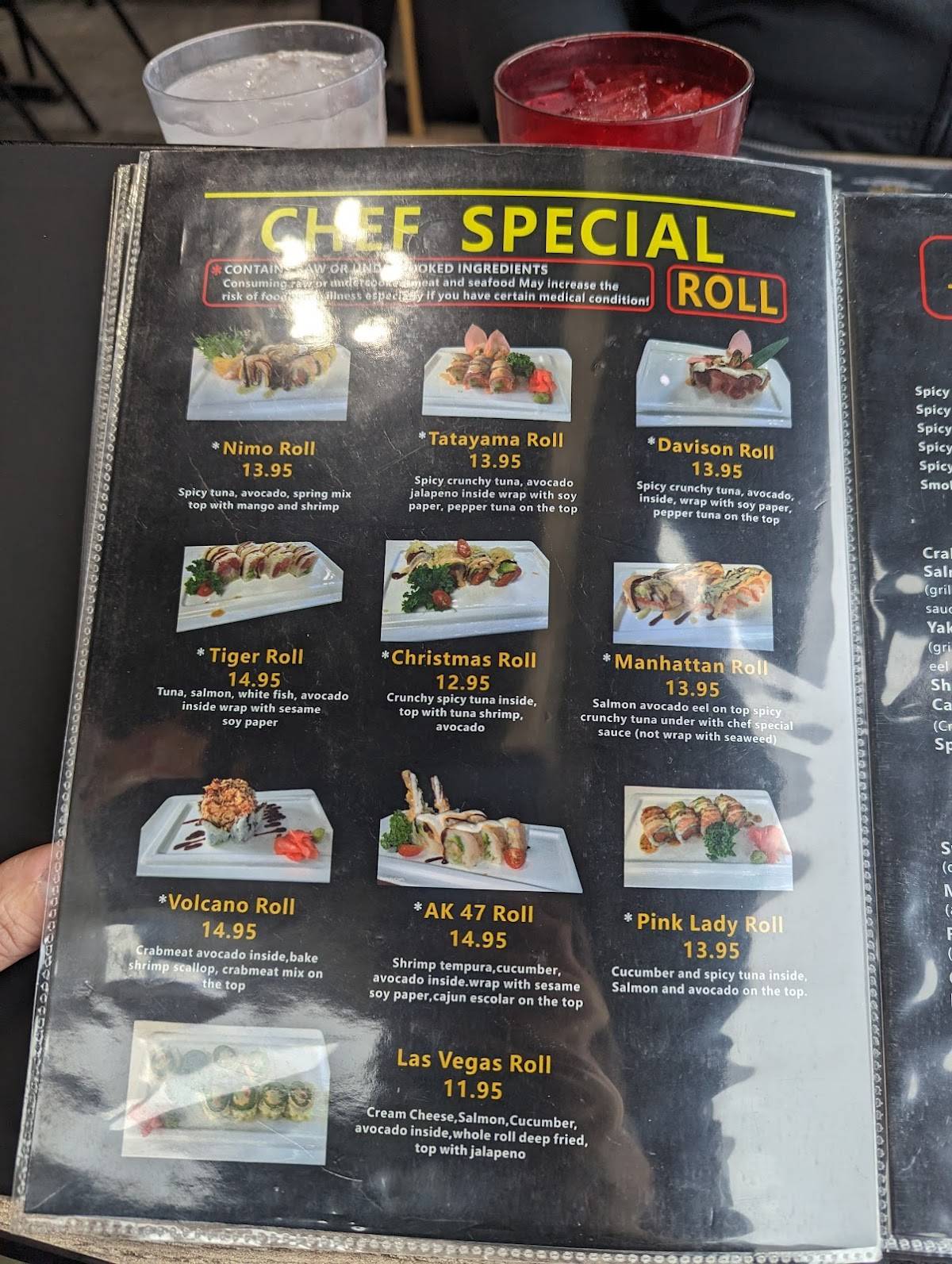 Menu at Kirin restaurant, Davison