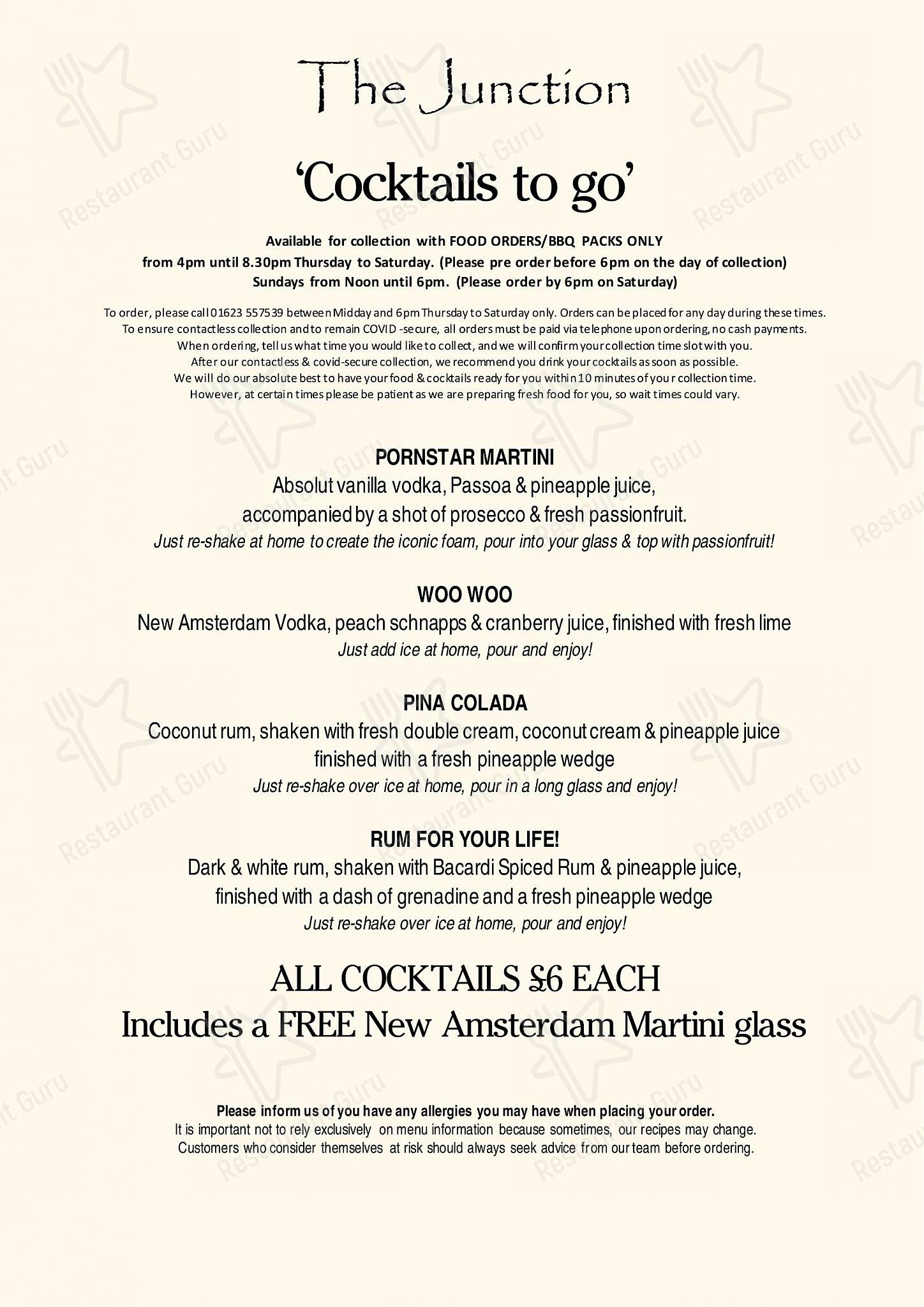 Menu at Junction pub & bar, Sutton-in-Ashfield