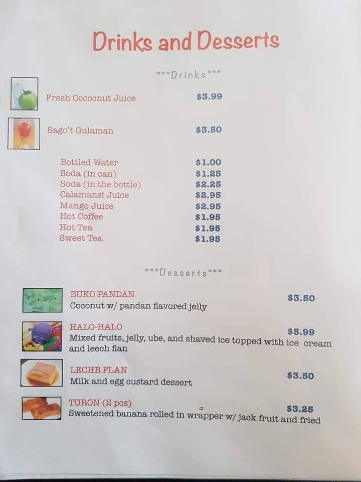 Menu at Kabayan Grill Filipino Restaurant, Kissimmee