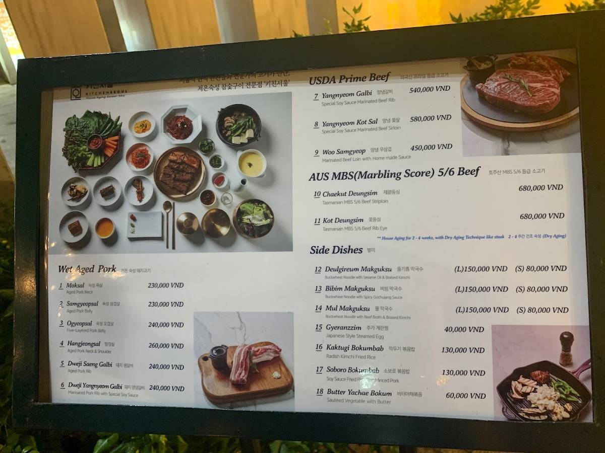 Carta del restaurante Kitchen Seoul, Ciudad Ho Chi Minh (Saigón)