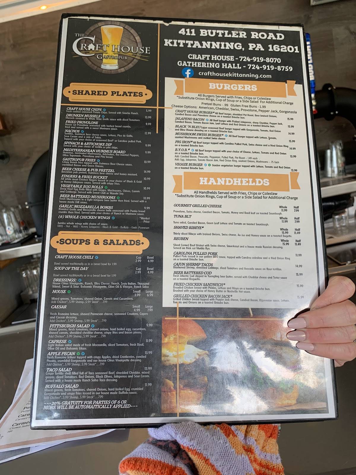 Menu at The Craft House Gastropub, Kittanning