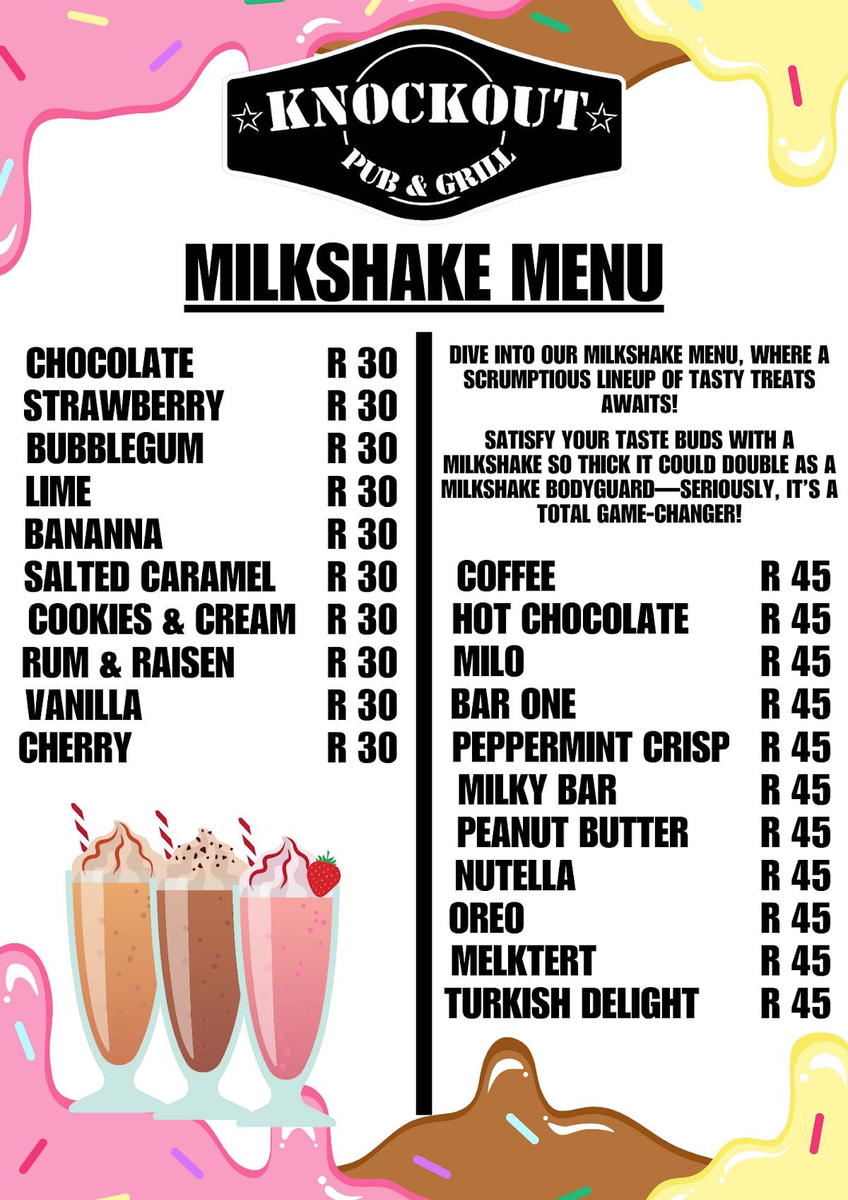 Menu at Knock Out Pub & Grill, Vanderbijlpark