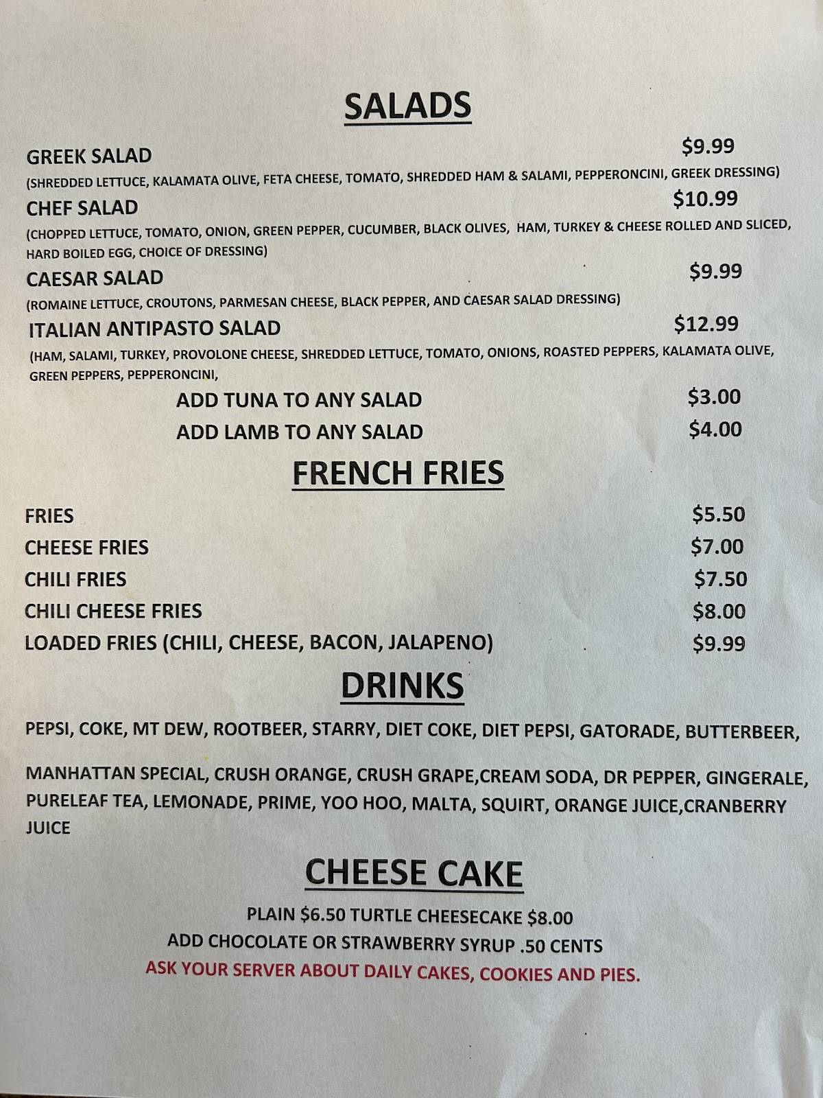 Menu at Knuckle Sandwich and Catering restaurant, Orange City