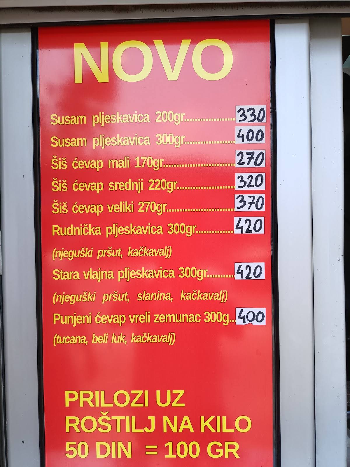 Speisekarte von Kod Coleta restaurant, Belgrad
