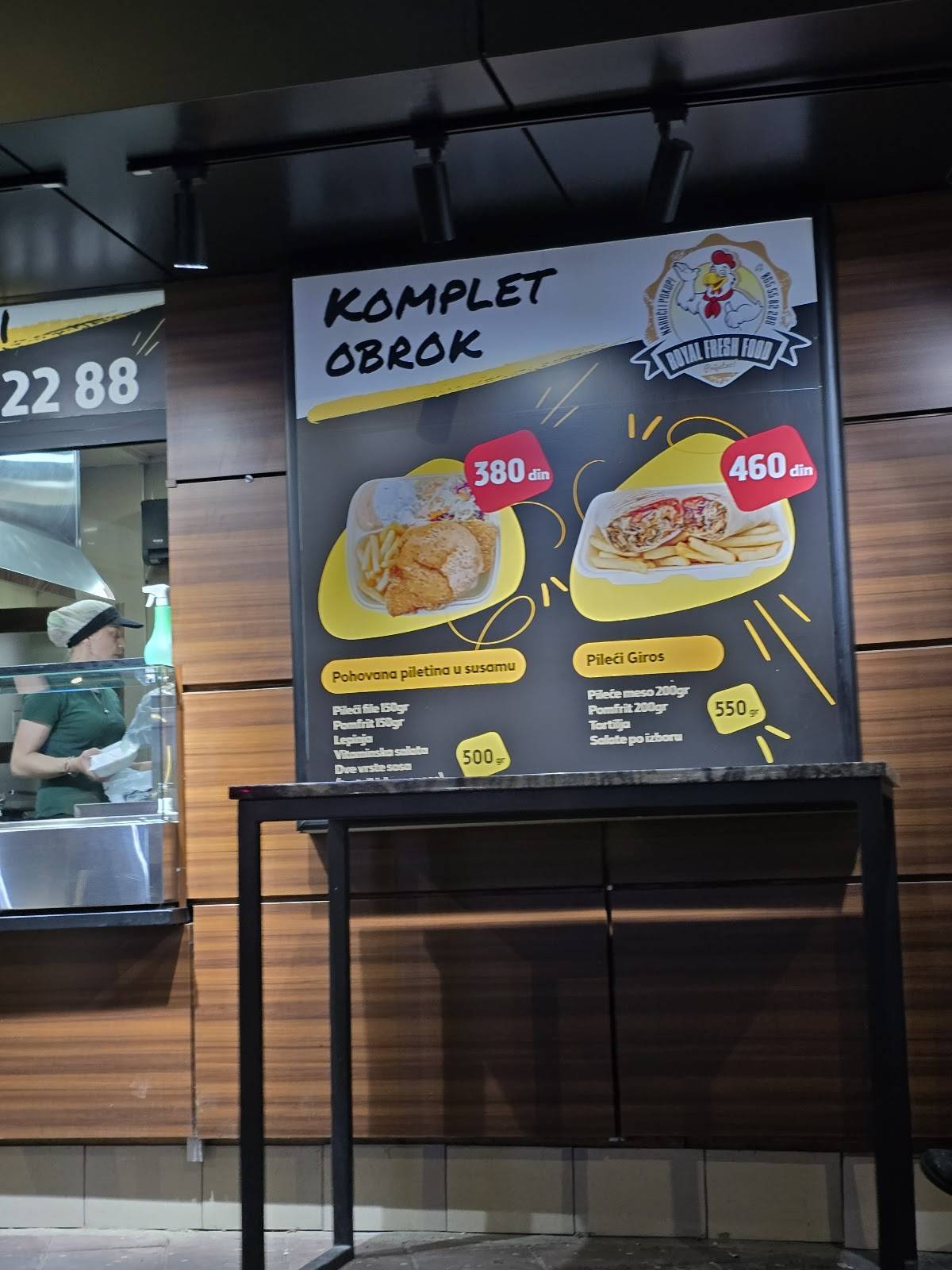 Menu at Komplet obrok restaurant, Niš