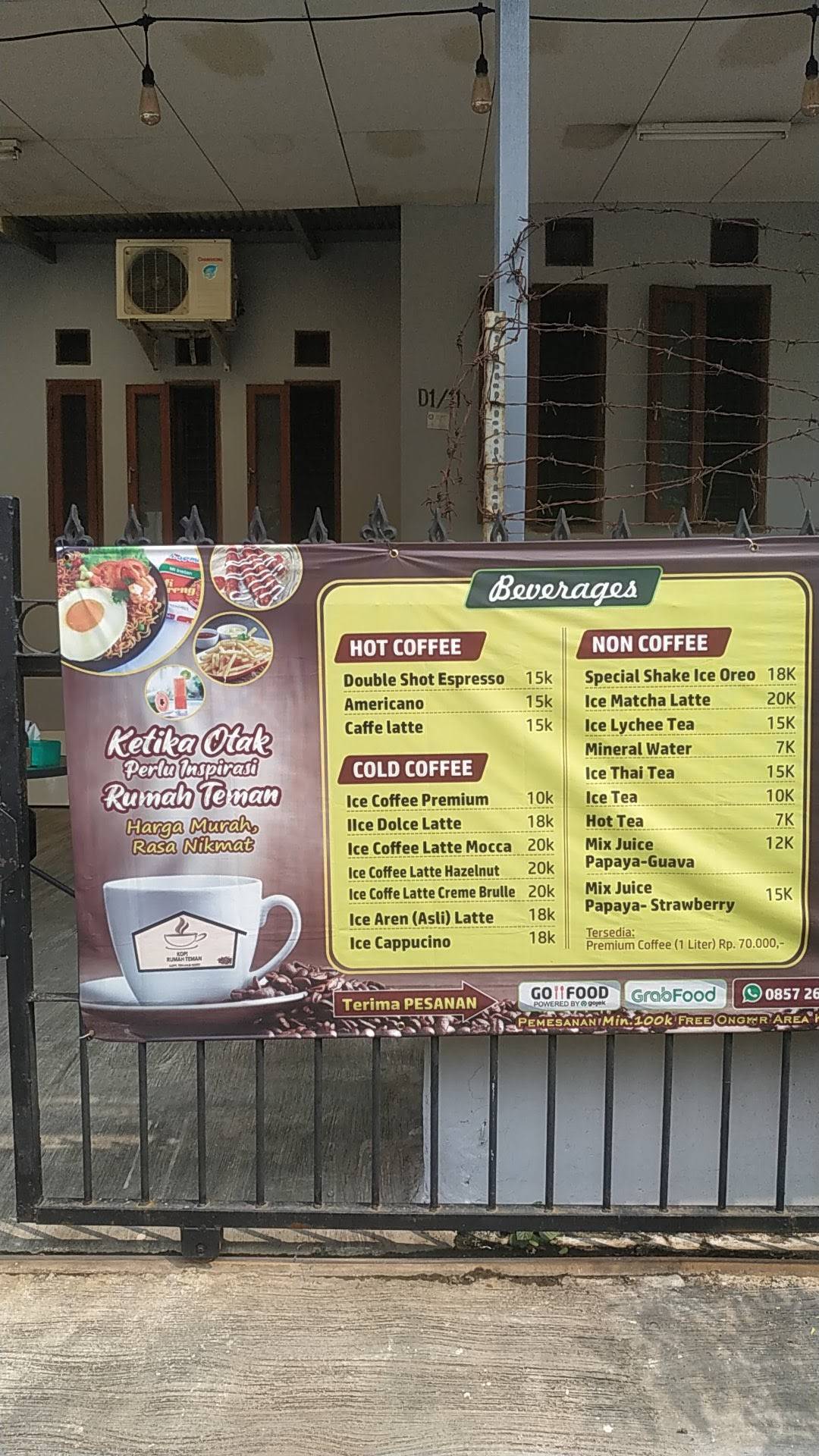 Menu at Kopi Rumah Teman cafe, North Jakarta