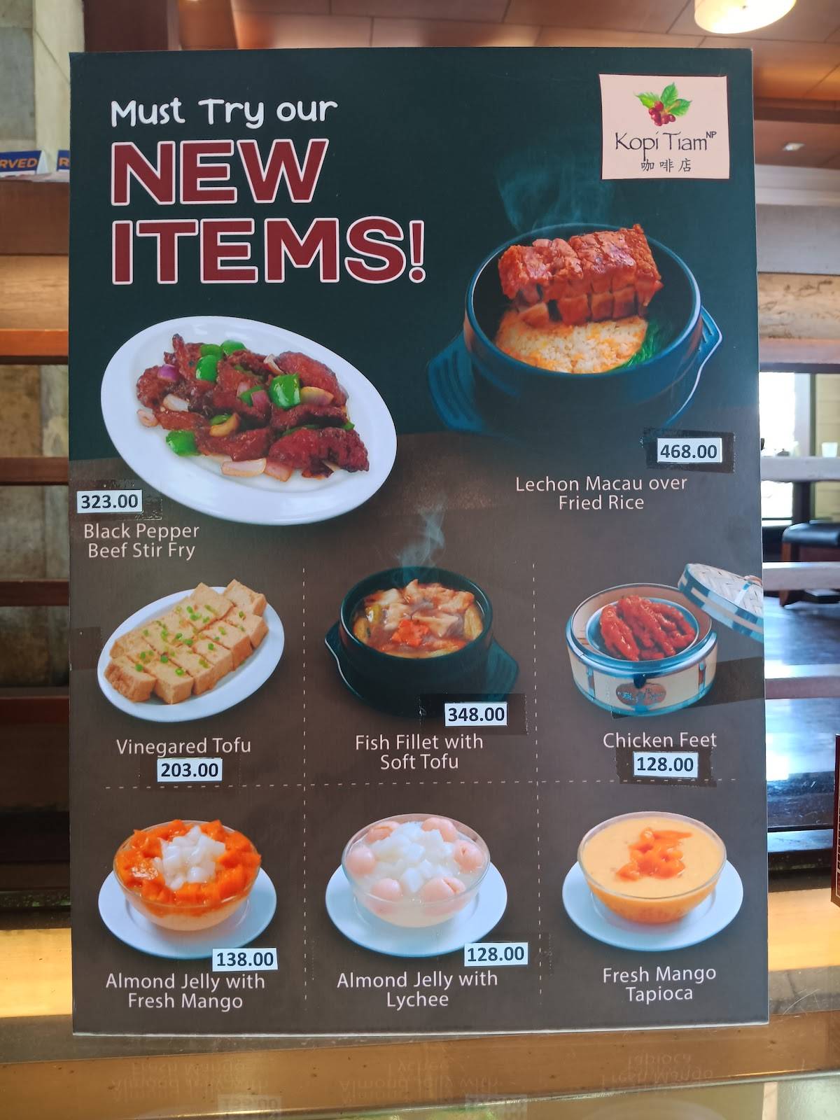 Menu at Kopi Tiam restaurant, Quezon City, #3 C. Benitez St