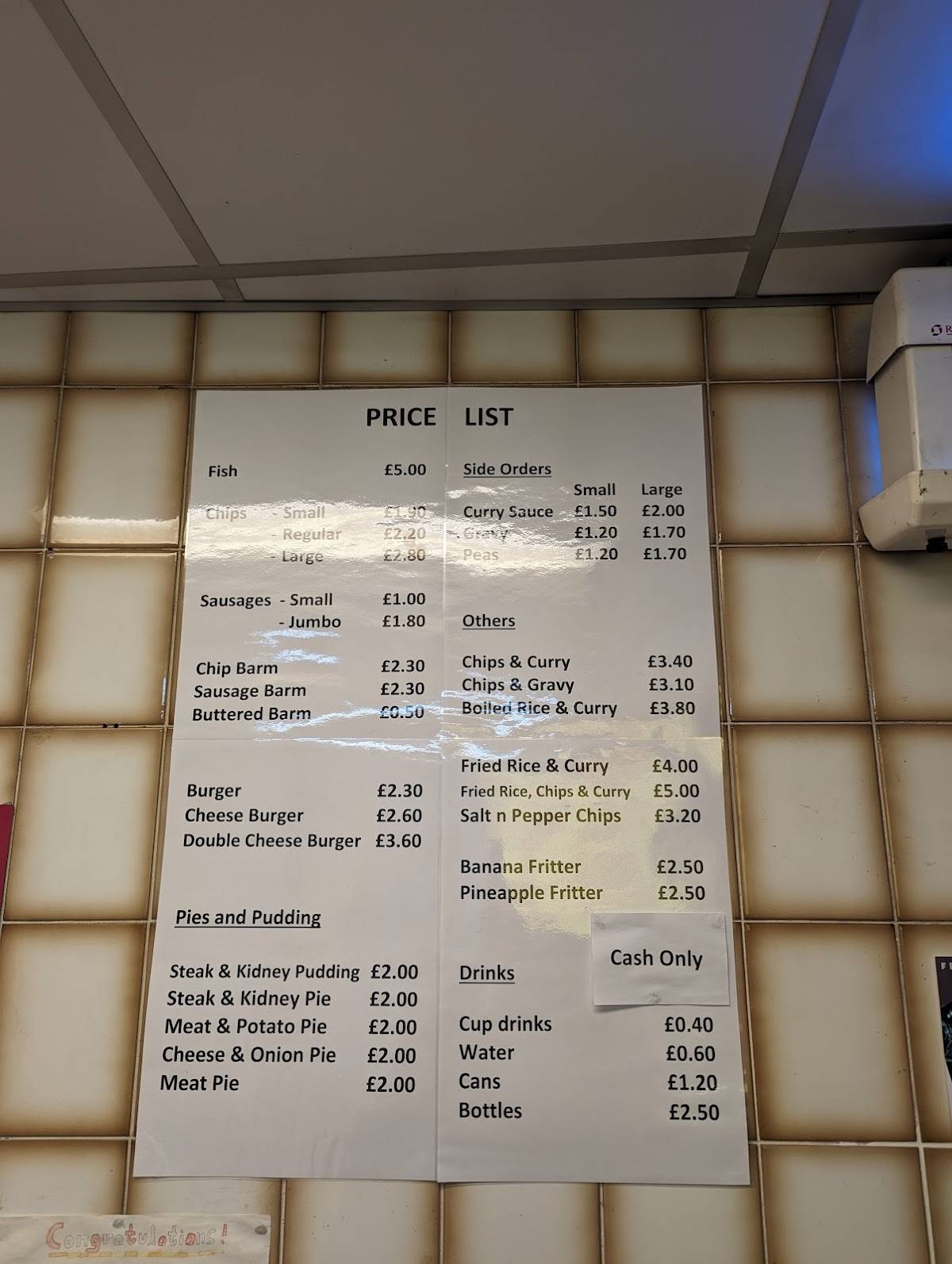 Menu at Kowloon Chinese Takeaway restaurant, Preston
