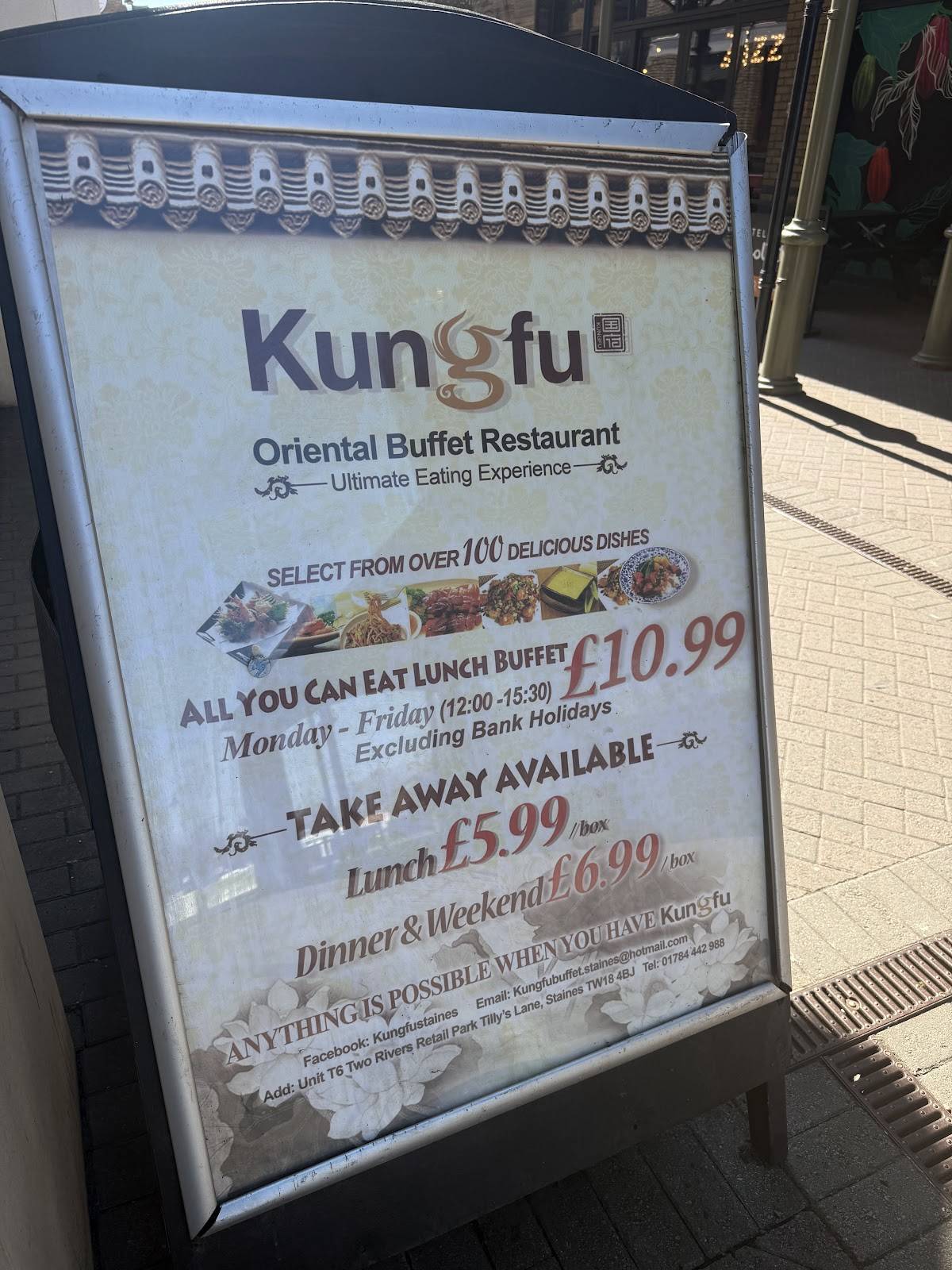 Menu at Kung-fu Oriental Buffet restaurant, Stanwell
