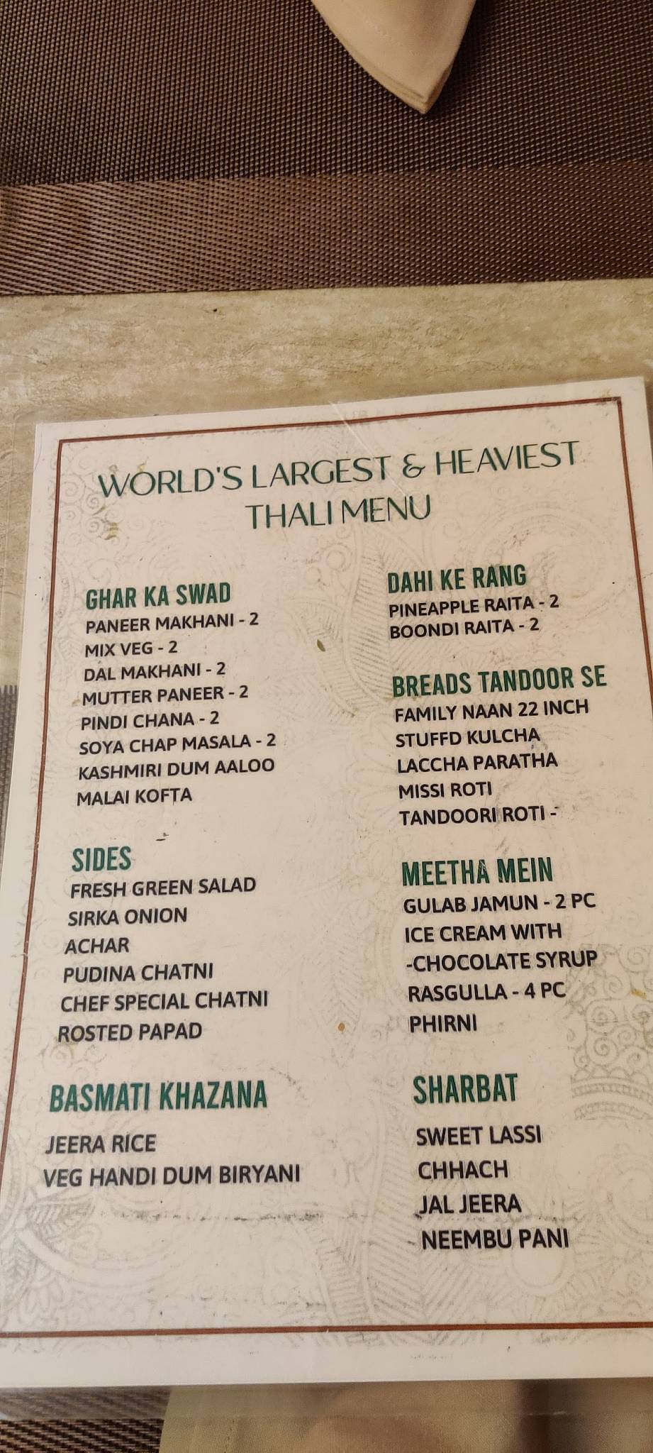 Menu at Kutumb Restaurant, Gurugram, S S Plaza