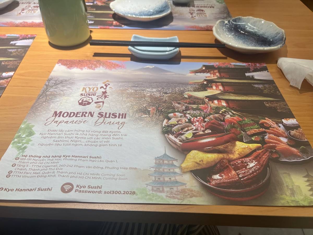Menu at Kyo Hannari Sushi Vincom Đồng Khởi restaurant, Ho Chi Minh City